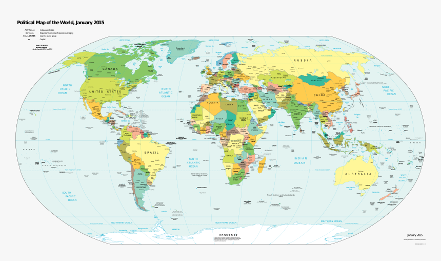 Cia Worldfactbook-political World - World Map 2019 Countries, HD Png ...