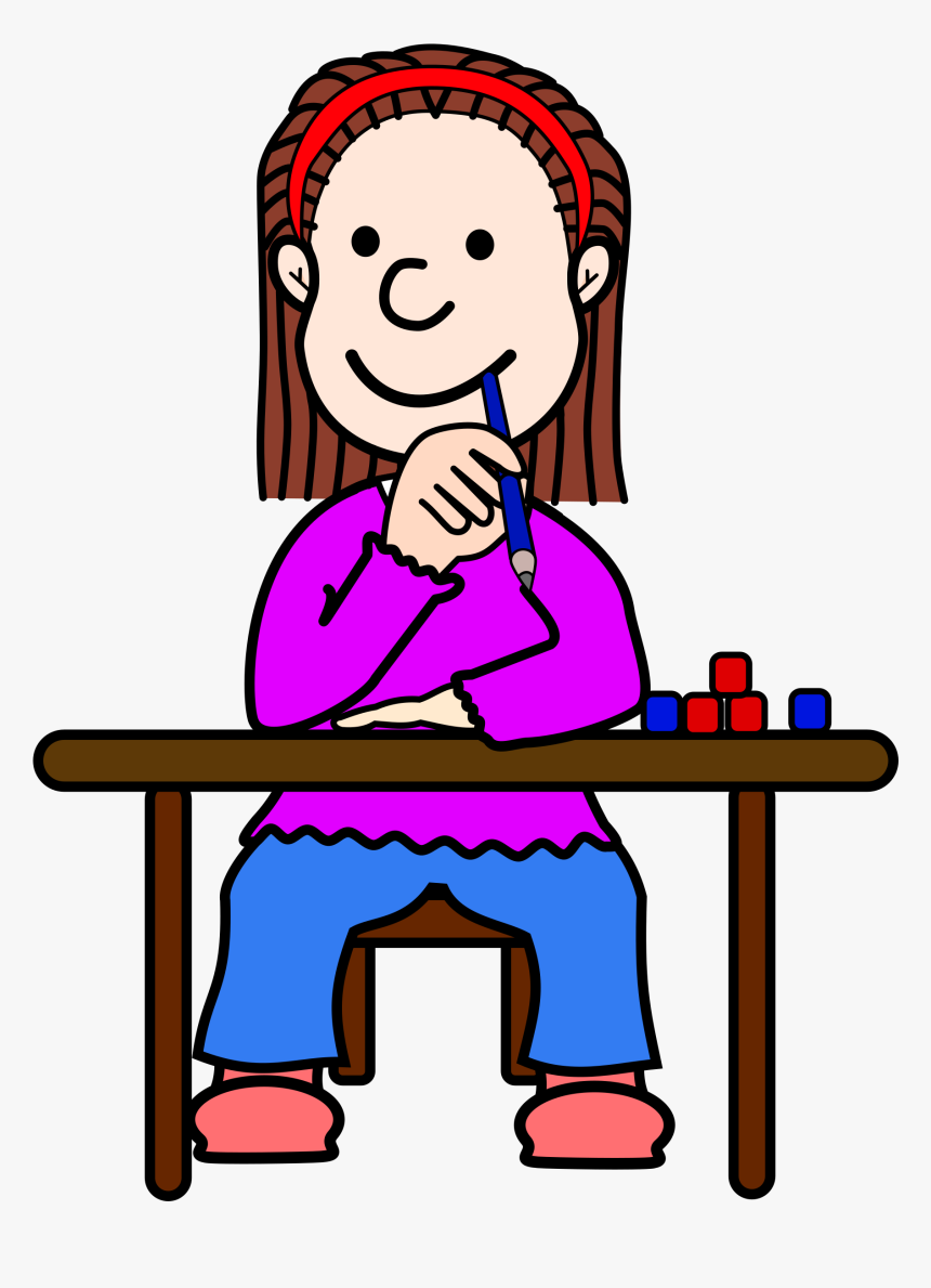Comic Girl Tini At School Clip Arts - Student Thinking Cartoon No ...