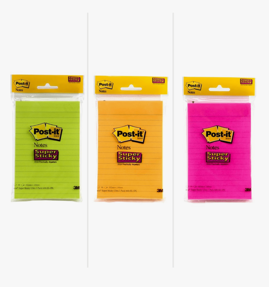 Post It 660 Ss 1pk Super Sticky Lined Notes 102mm X152mm - Post, HD Png ...