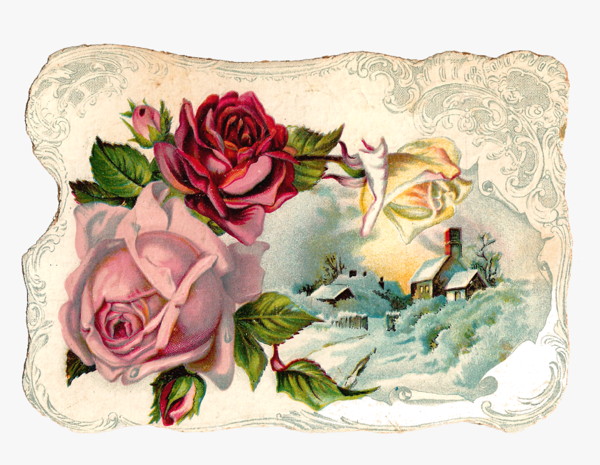 Pink Rose Corner Design - Free Png Vintage Flower, Transparent Png ...