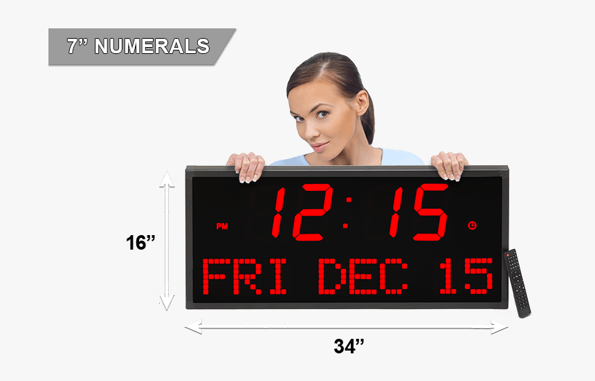 Led Digital Wall Clock Large, HD Png Download , Transparent Png Image ...