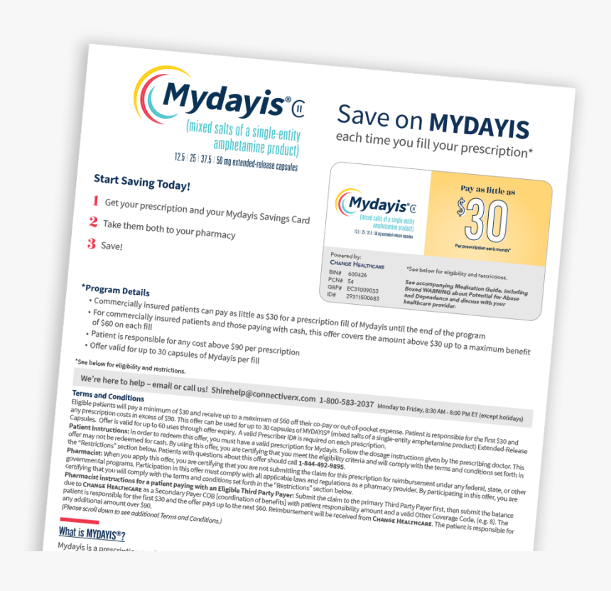 Download A Pdf Of Your Mydayis Savings Card - Flyer, HD Png Download ...
