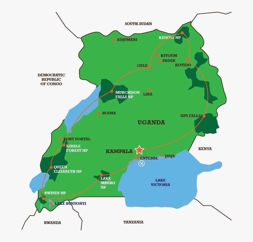 Ugnps - Uganda Gorilla Trekking Map, HD Png Download , Transparent Png ...