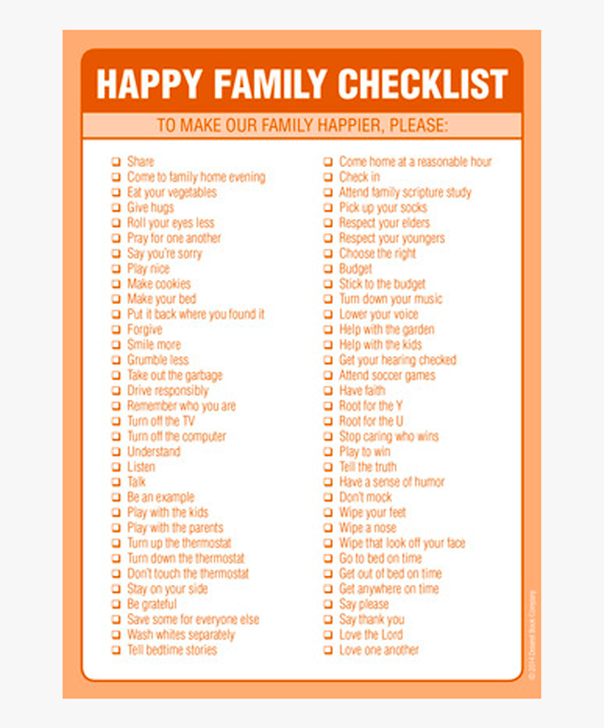 Happy Family Checklist, HD Png Download , Transparent Png Image - PNGitem