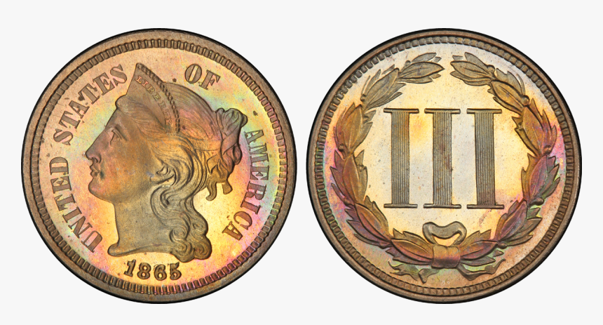 Three Cent Piece 1865 Pcgs Small - Three-cent Piece, HD Png Download ...