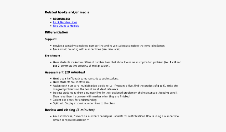 Number Line Multiplication - Lesson Plan Of Multiplication For Grade 1 ...