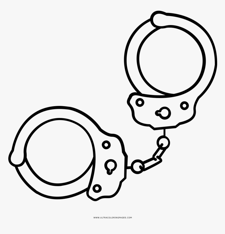 Handcuffs Coloring Page - Handcuffs Clipart Black And White, HD Png ...