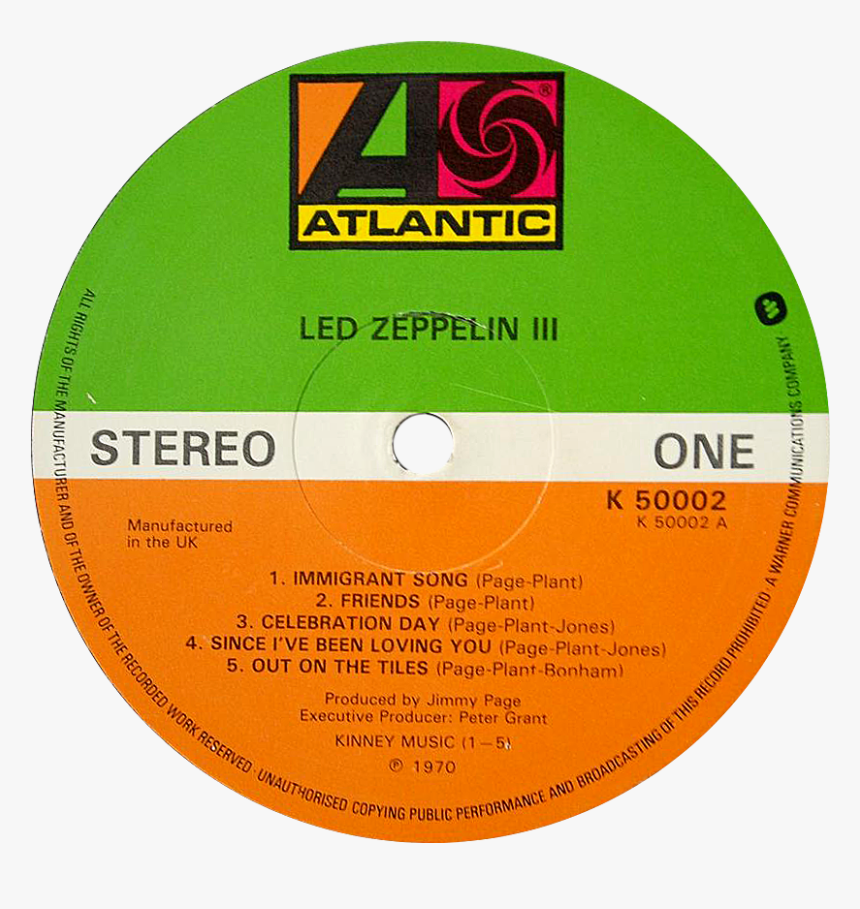 Led Zeppelin Iii 3rd Press K50002 - Led Zeppelin Iii Label, HD Png ...