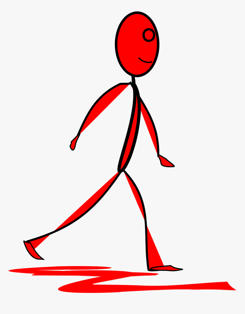 Stick Man Walking Clipart , Png Download - Red Sticker Walking ...