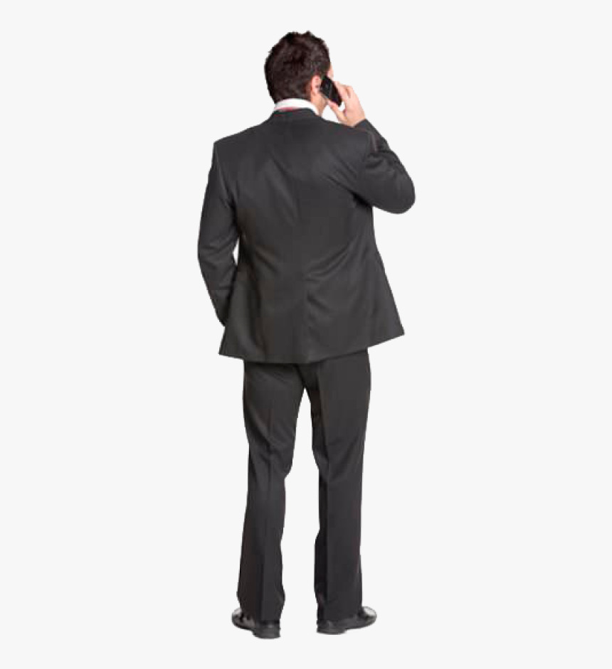 Cutout Man Standing Back Phone - Business Man Back View, HD Png ...