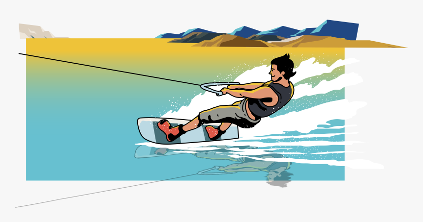 Wakeboarding Kitesurfing Cartoon Illustration - Cartoon Wakeboard ...