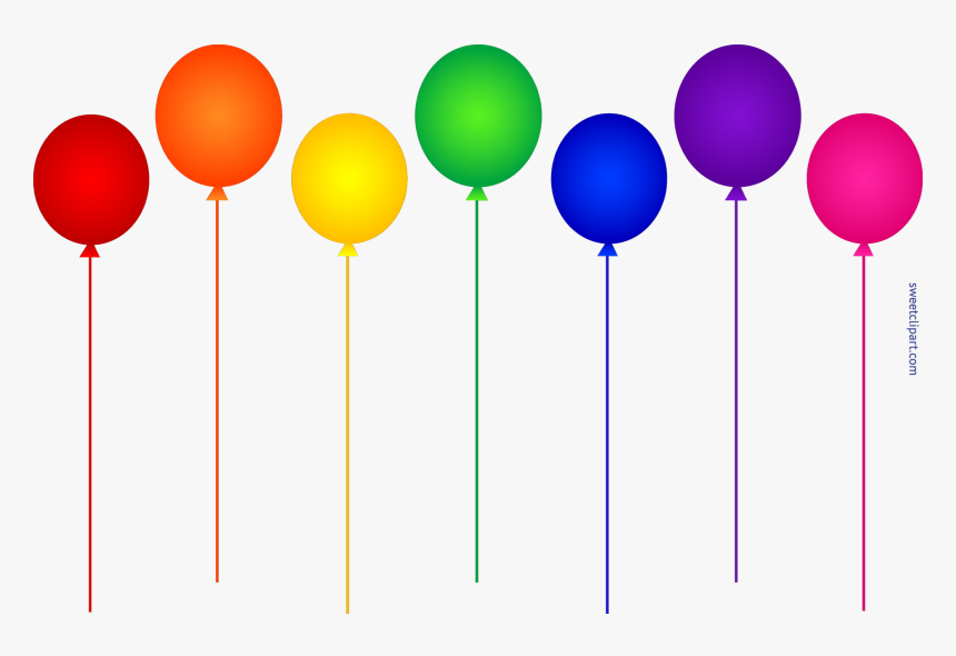 Colors Clipart Rainbow - 5 Balloons In A Row, HD Png Download ...