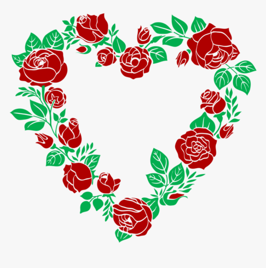 Hearts Clipart Rose - Floral Heart Border Png, Transparent Png ...