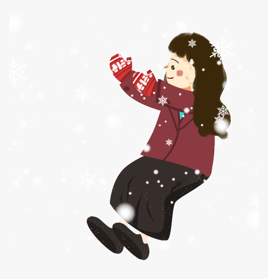 Snow Snowy Day Girl Cartoon Png And Psd - Illustration, Transparent Png ...