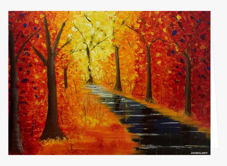 Fall Walk Greeting Card Original Art Acrylic Painting - Painting Fall ...