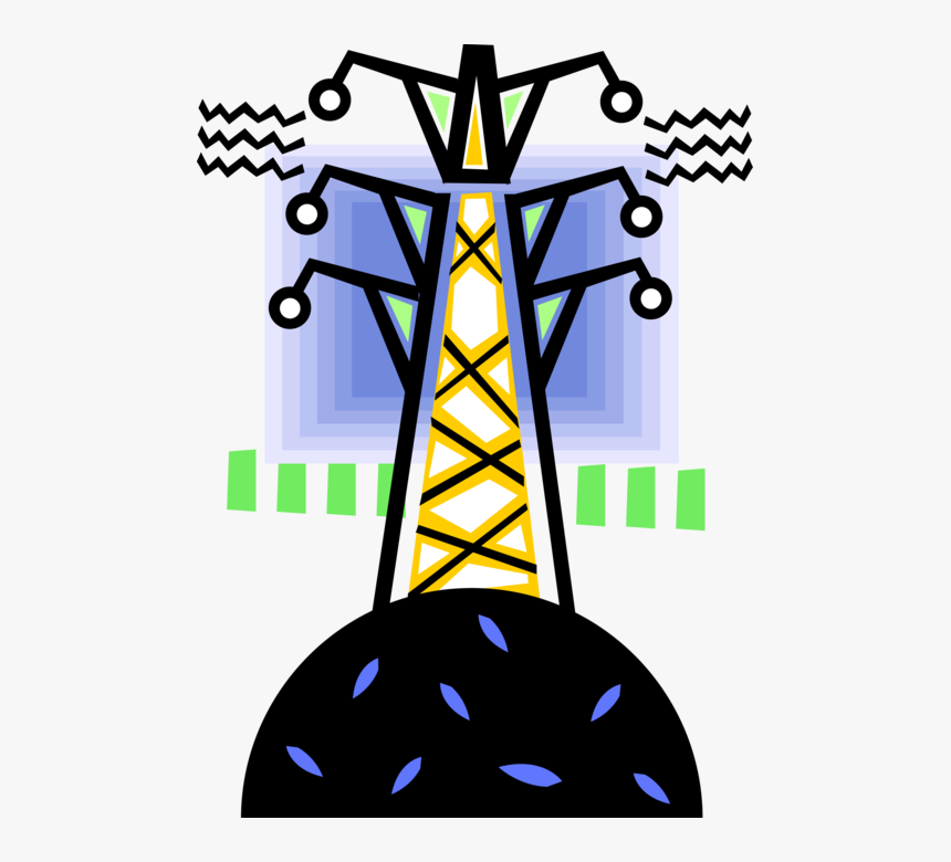 Vector Illustration Of Transmission Tower Carries Electrical, HD Png ...