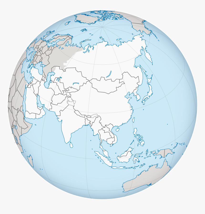 Asia On The Globe - Asia Map, HD Png Download , Transparent Png Image ...