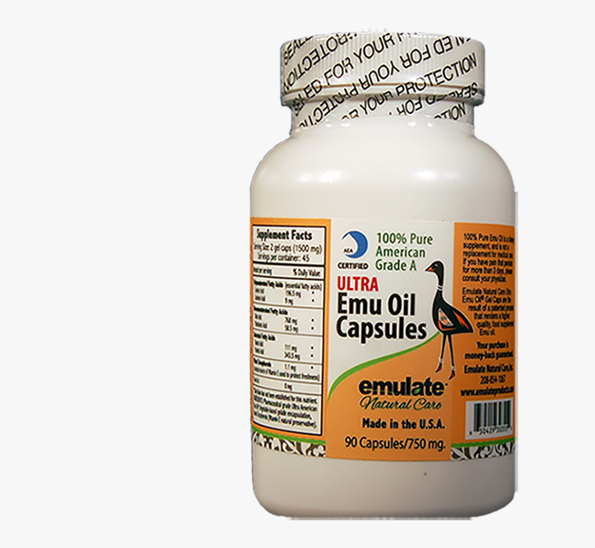 100% Pure Ultra Emu Oil Capsules - Agaricus, HD Png Download ...