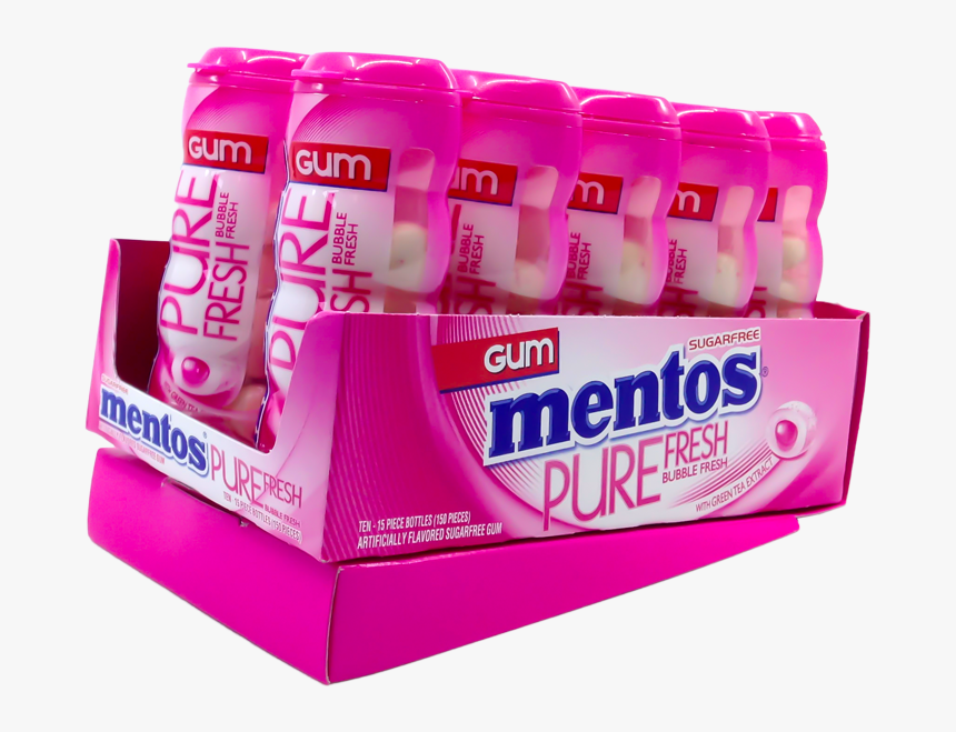 Mentos Pure Fresh Gum Bubble Fresh 10 Pack - Carton, HD Png Download ...