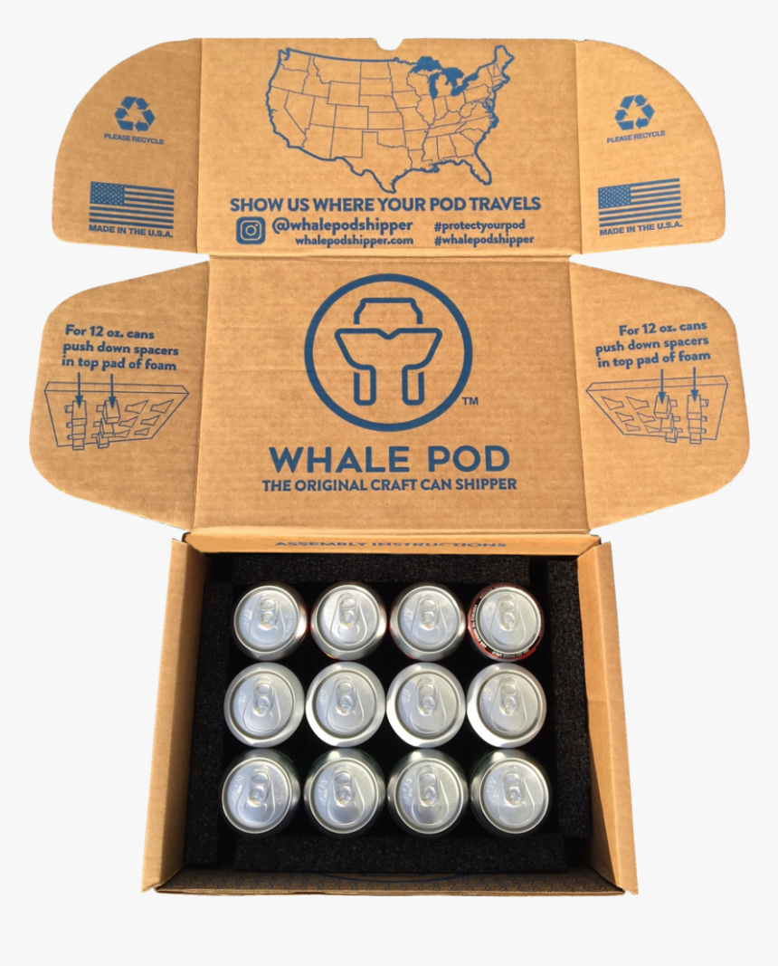 Craft Beer Shipping Box Pint Cans Whalepod Shipper, HD Png Download ...
