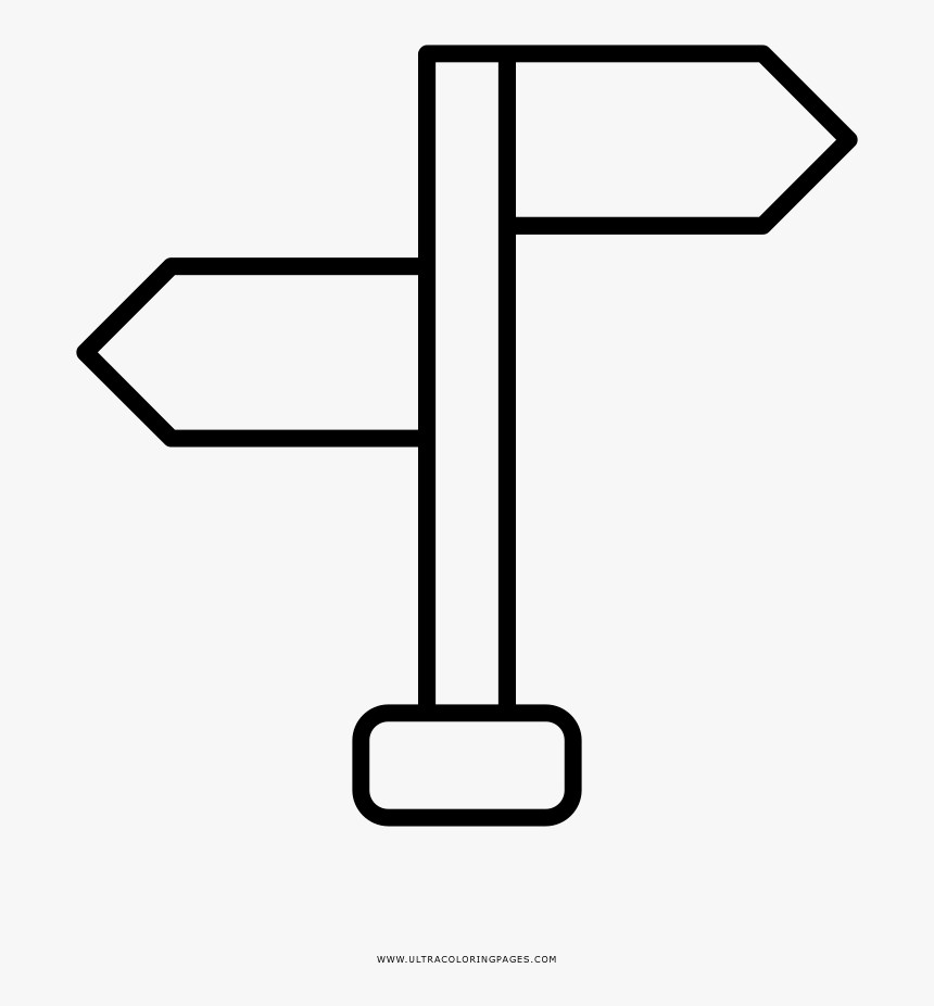 Sign Post Coloring Page - Line Art, HD Png Download , Transparent Png ...