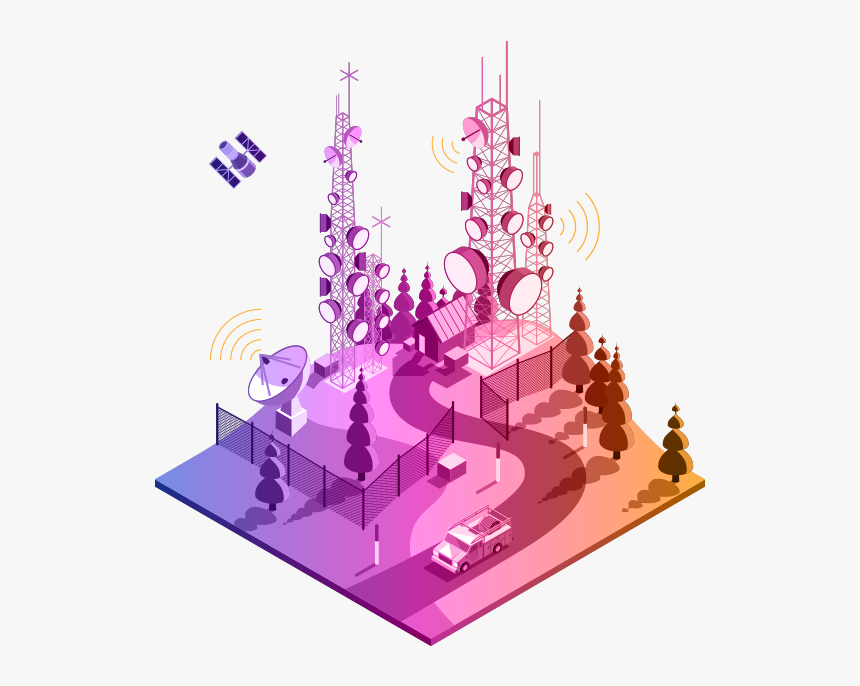 Telecommunications Illustration With Purple To Yellow - Telecom Gis, HD ...