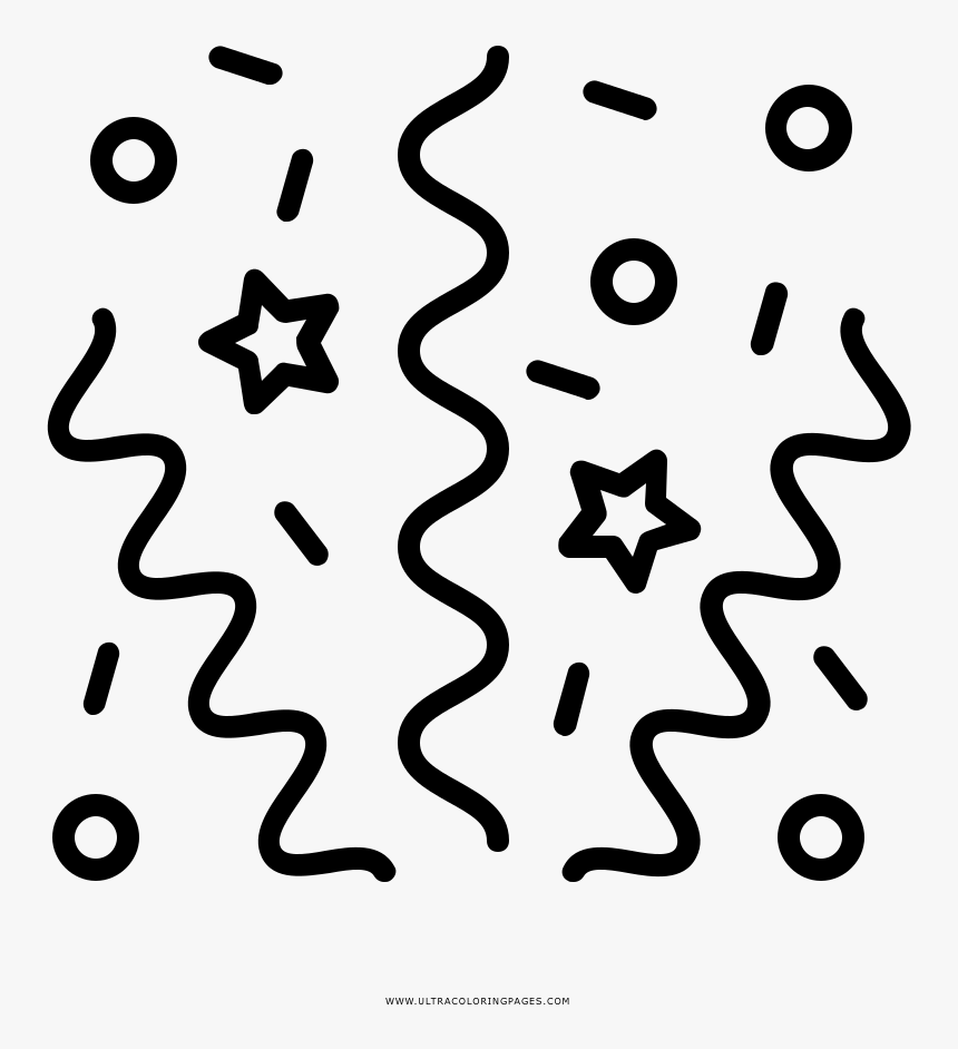 Streamers Coloring Page - Fireworks Outline, HD Png Download ...