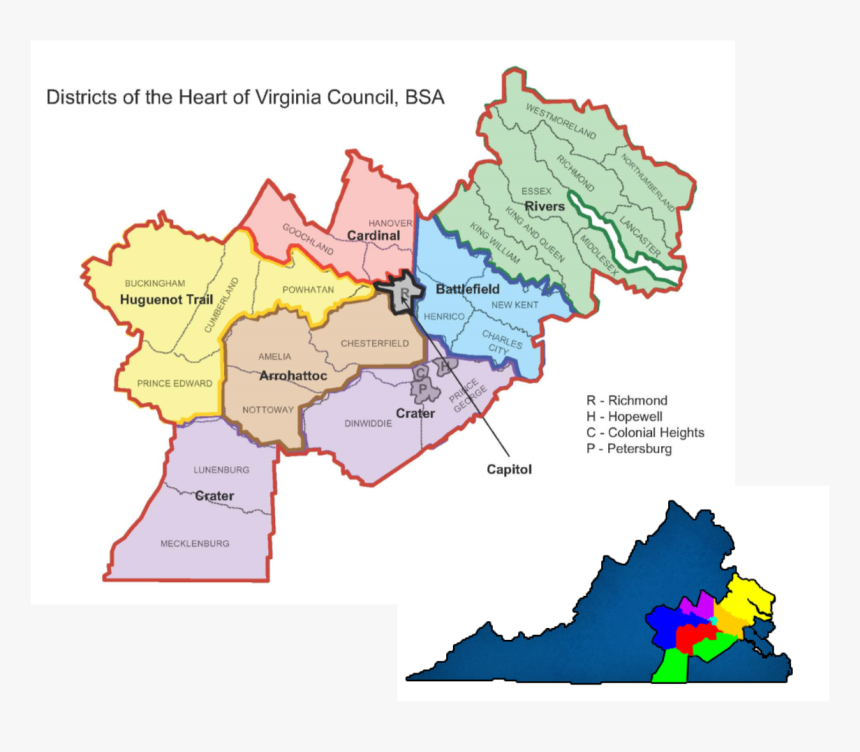 Map - Heart Of Virginia Council, HD Png Download , Transparent Png ...