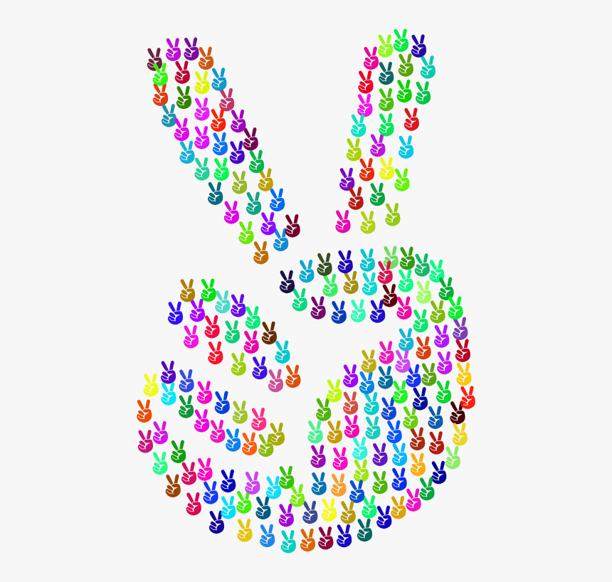 Prismatic Comic Hand Peace Sign Fractal - Sign Language Symbols, HD Png ...