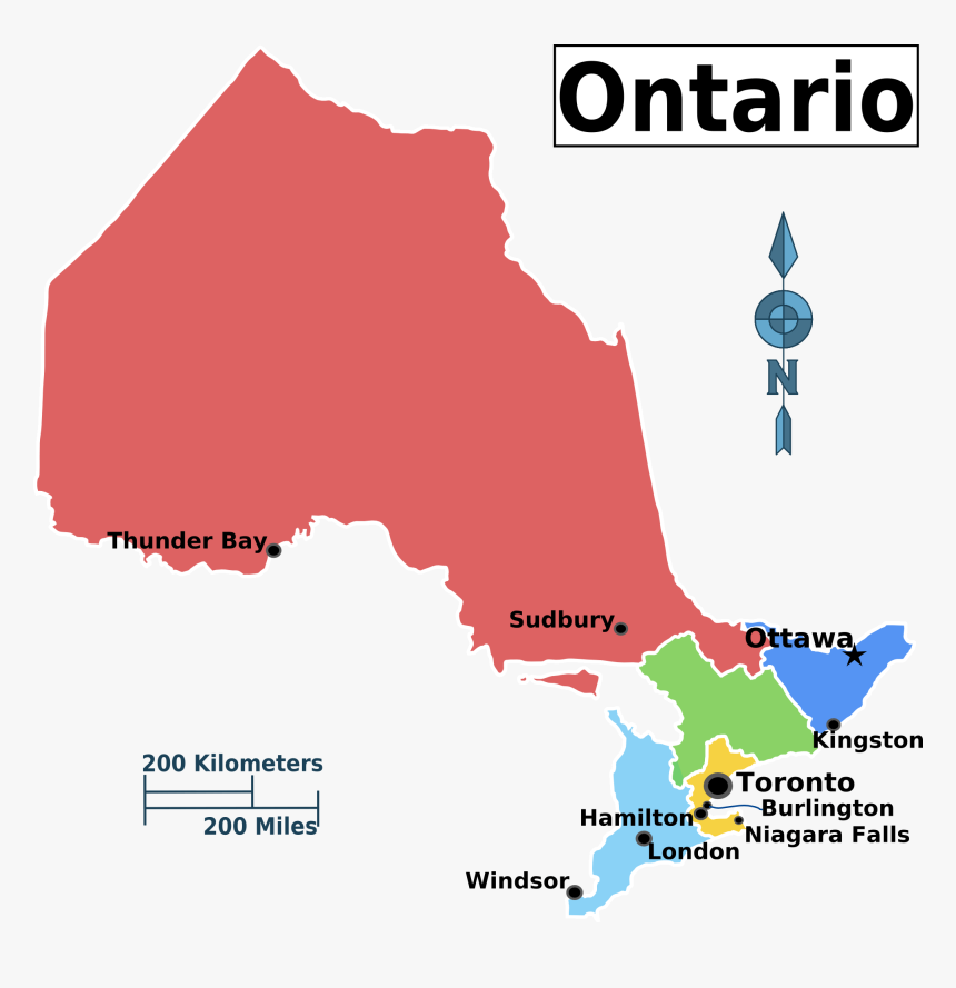 Ontario Regions Map Large Map - Map Of Ontario Regions, HD Png Download ...