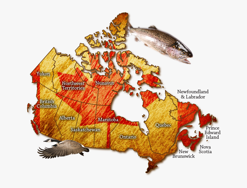 Map Of Canada - Fishing Resources In Canada, HD Png Download ...