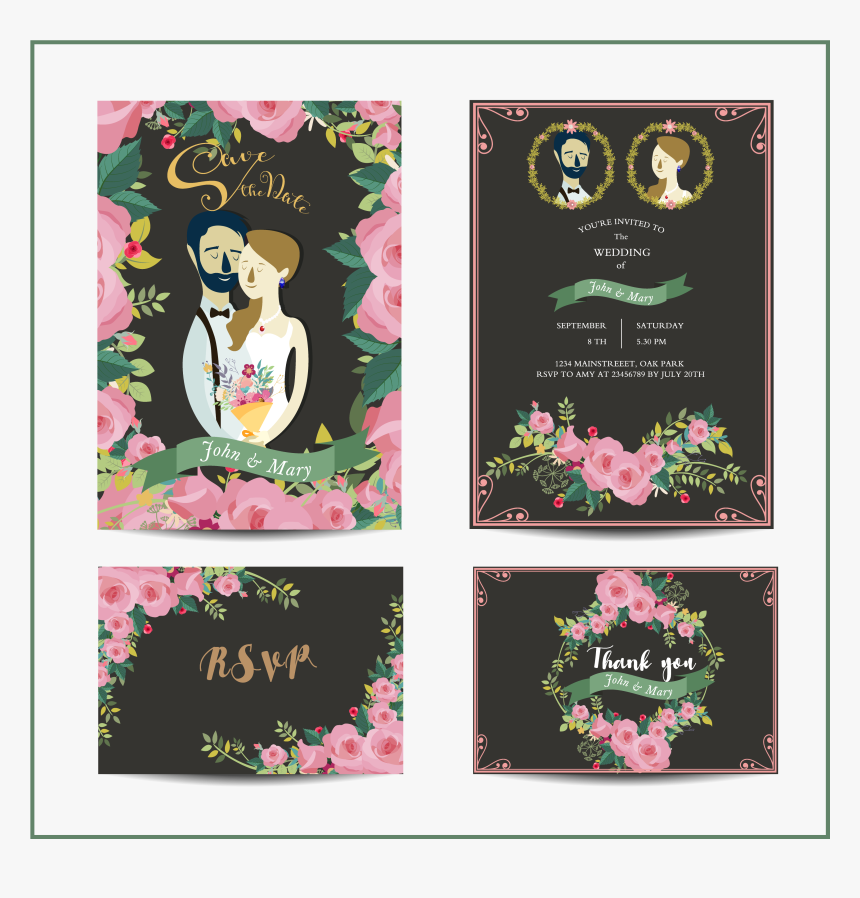 Transparent Wedding Card Designs Vector Png - Wedding, Png Download ...