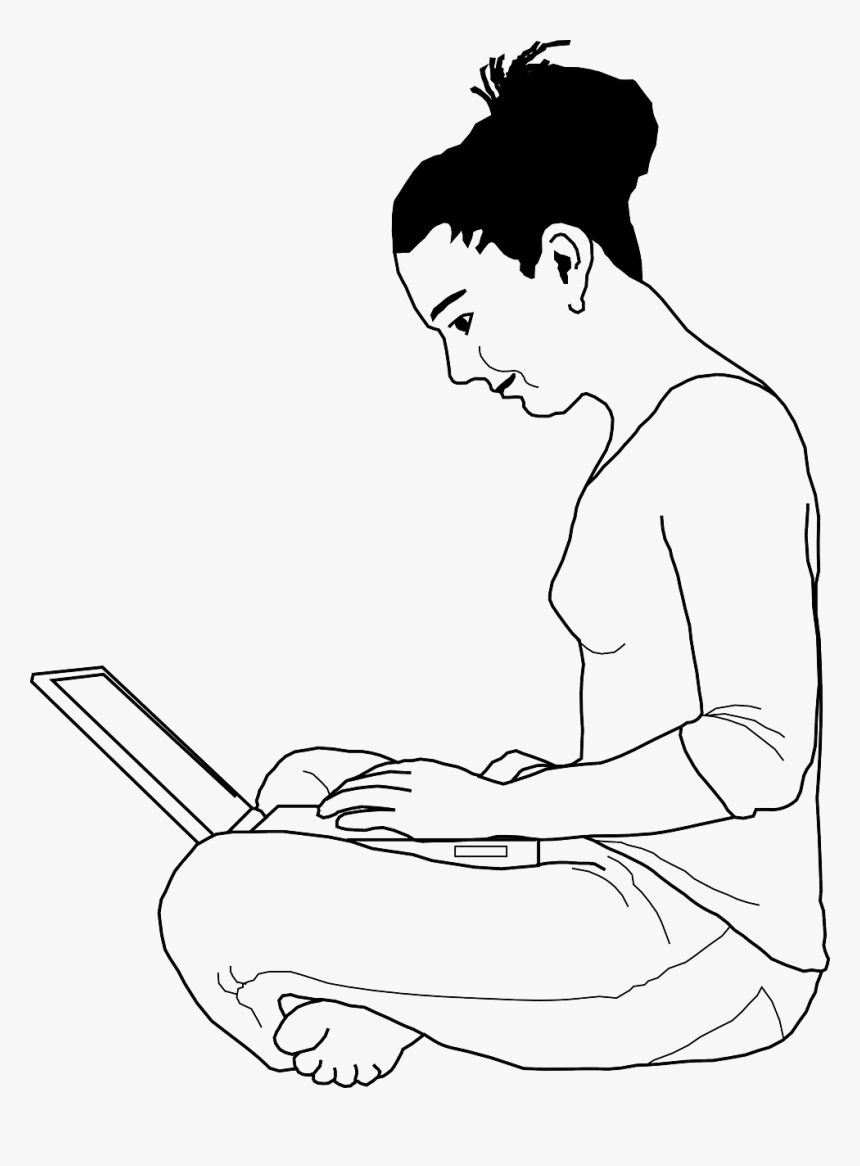 Girl Laptop Drawing Png, Transparent Png , Transparent Png Image - PNGitem