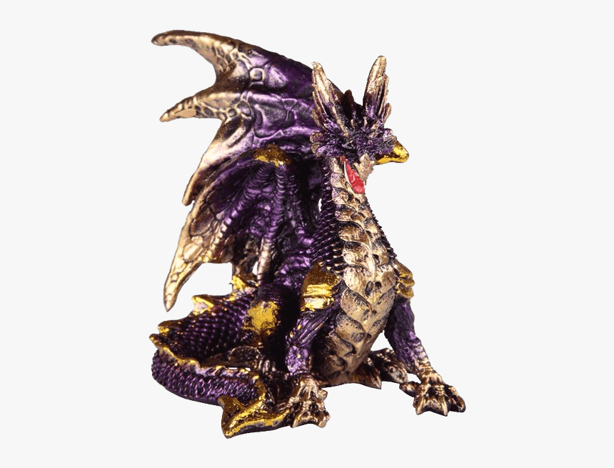 Small Seated Amethyst And Gold Dragon Statue - Small Dragon Statues, HD ...