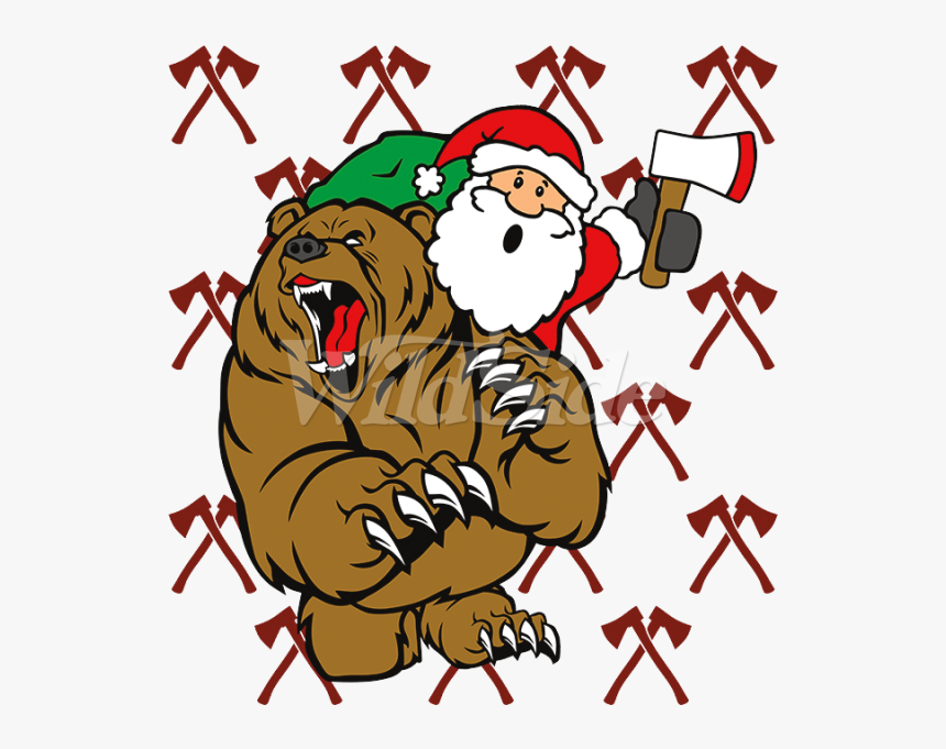 Santa Fights A Bear - Cartoon, HD Png Download , Transparent Png Image ...