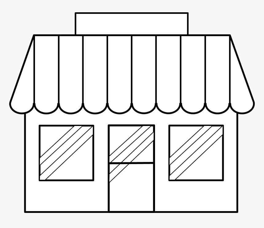 Buildings And Architecture Printable - Line Art Shop Outline, HD Png ...