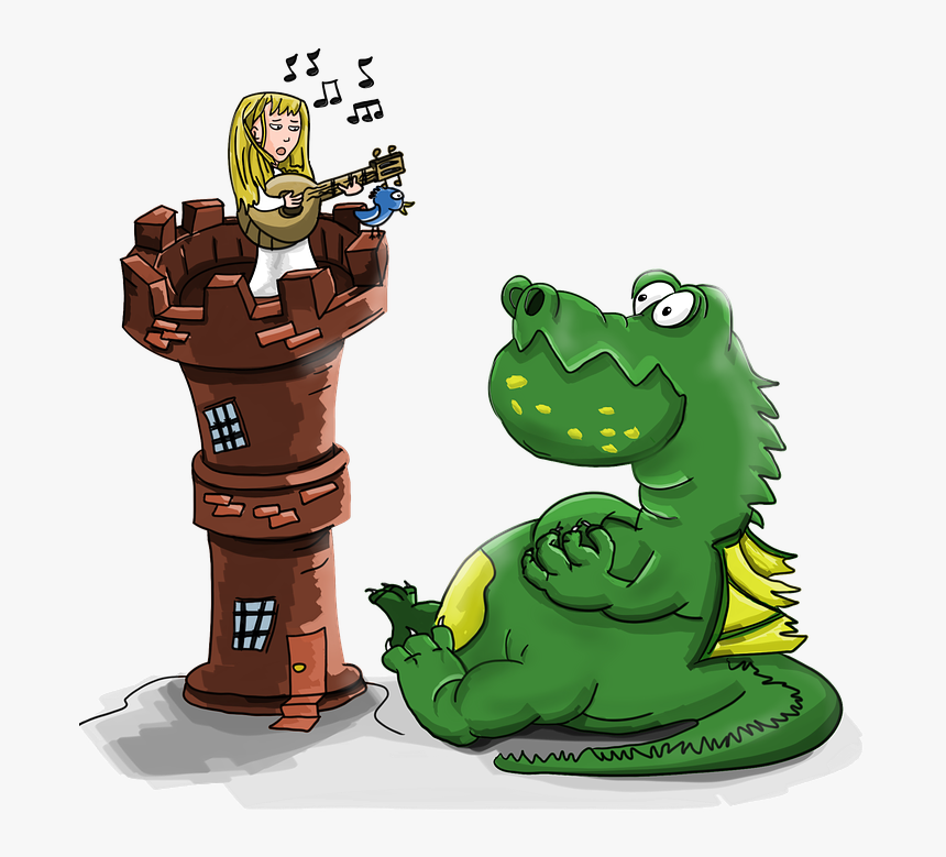 Dragon, Princess, Guitar, To Sing A Song, Castle, Tower - Dragon And ...