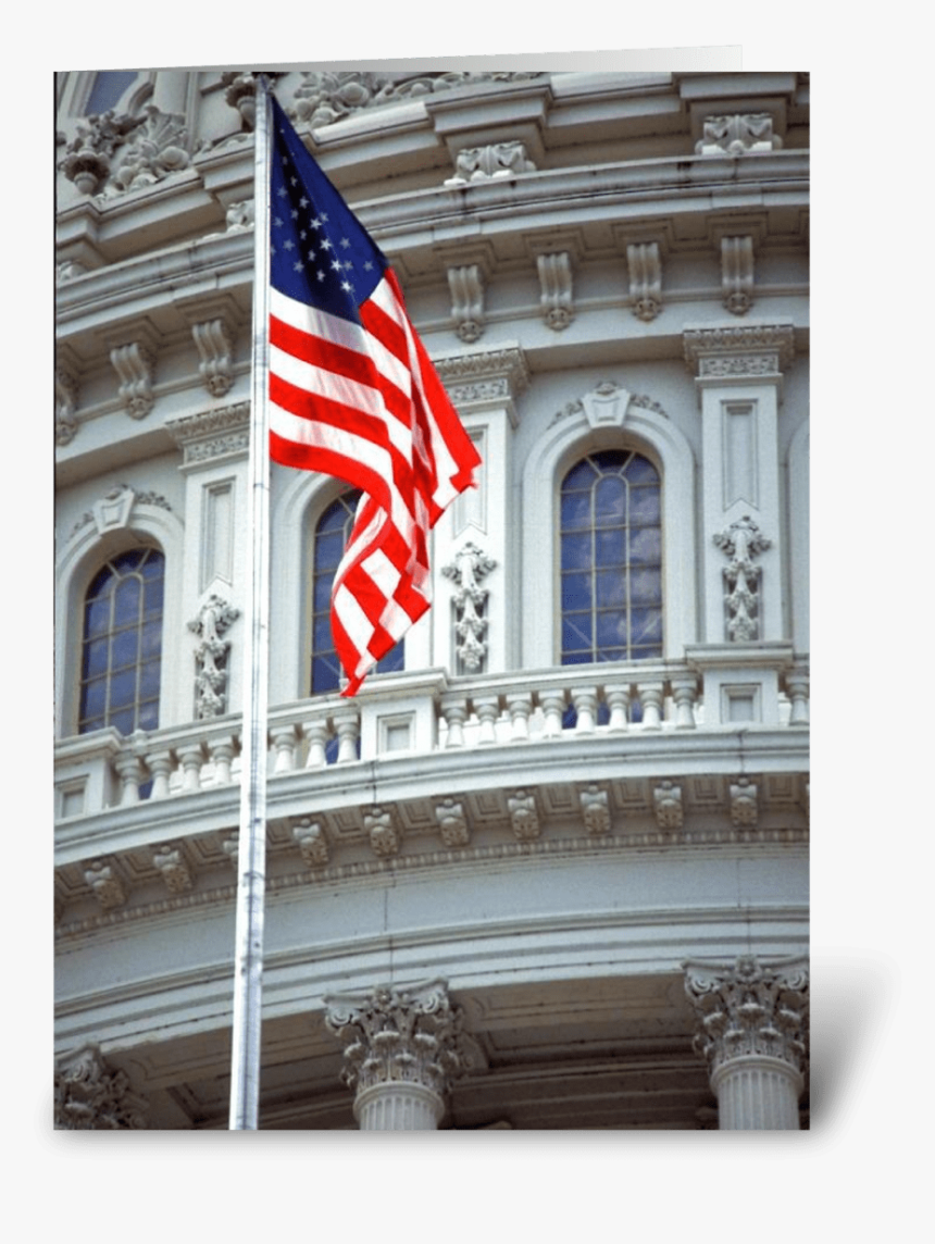 American Flag/us Capitol Greeting Card - U.s. Capitol, HD Png Download ...