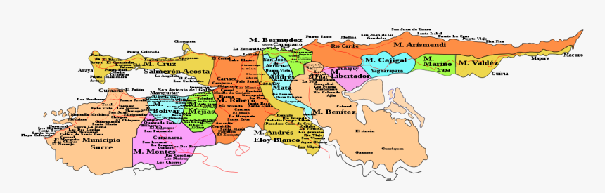 Mapa Del Estado Sucre, HD Png Download , Transparent Png Image - PNGitem