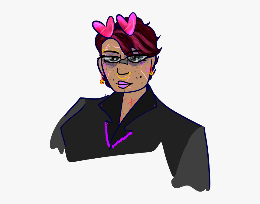 Colored The Drawing Of B W/ Their Nevus Of Ota - Cartoon, HD Png ...