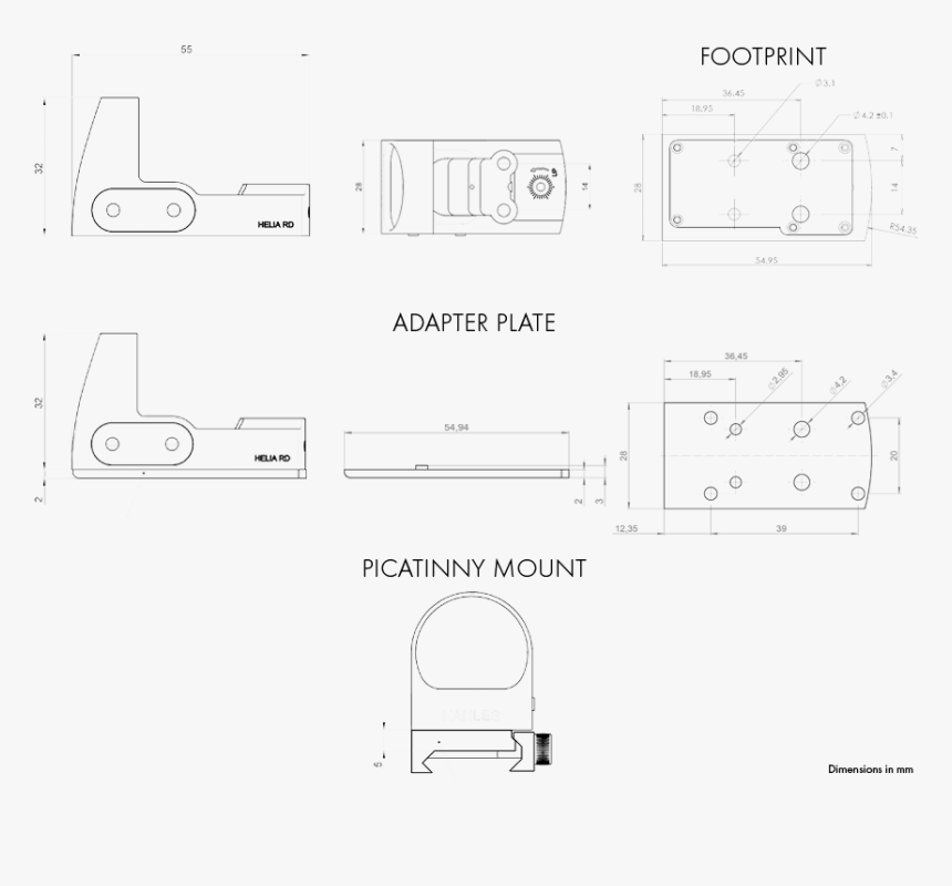 Helia Rd Vii - Trijicon Rmr Line Drawing, HD Png Download , Transparent ...