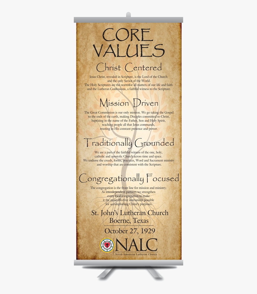Nalc Lutheran Core Values Banner - Traditional Core Values, HD Png ...