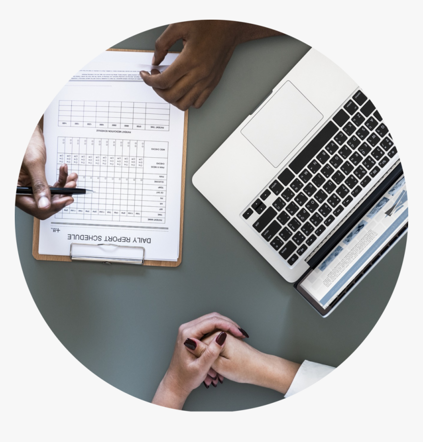 An Aerial View Of A Computer And A Person Taking Notes, HD Png Download ...