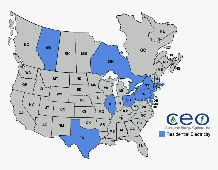 Residential Electricity Map - Us Map, HD Png Download , Transparent Png ...