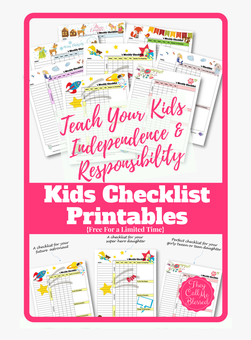 Teach Kids Independence - Weekly Checklists Kids, HD Png Download ...