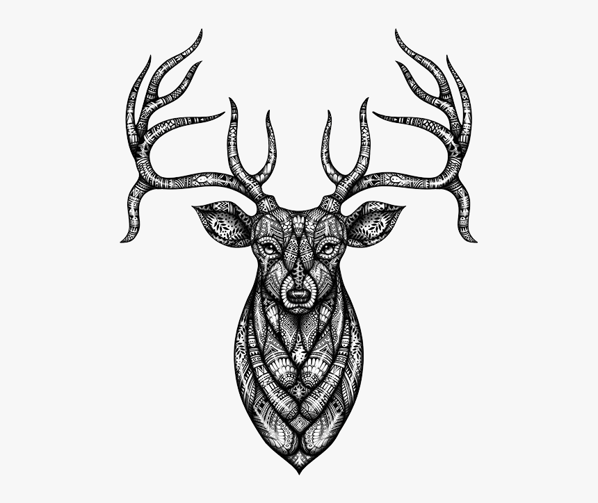 Head Bandana Png , Png Download - Black And White Deer Pattern Drawing ...