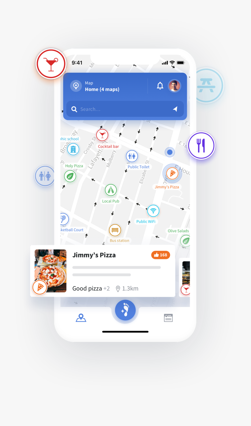 Steps App Main Screen Map - Iphone, HD Png Download , Transparent Png ...