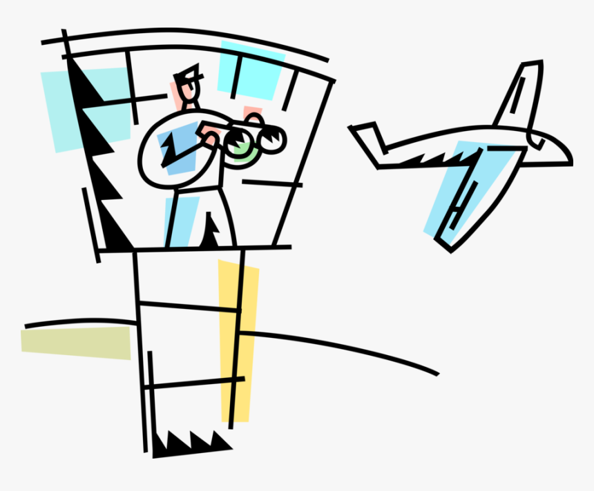 Vector Illustration Of Air Traffic Controller Maintains, HD Png ...