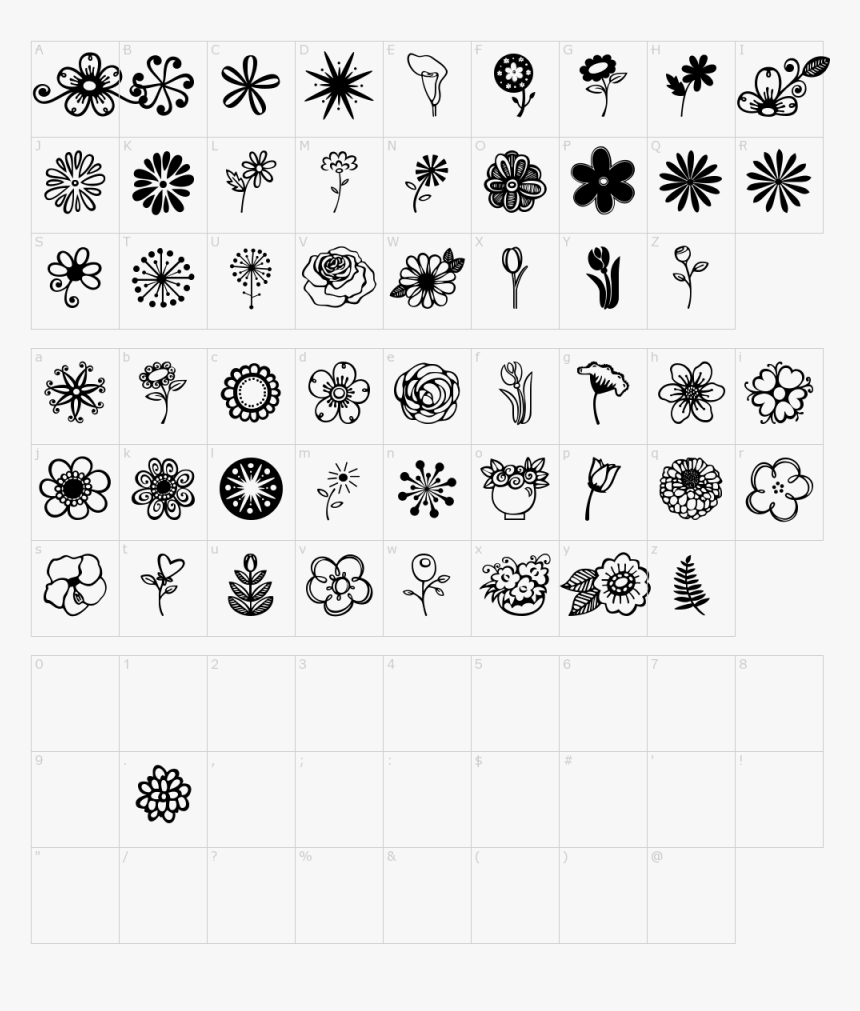 Font Characters Characters Janda Flower Doodles Font - Bullet Journal ...