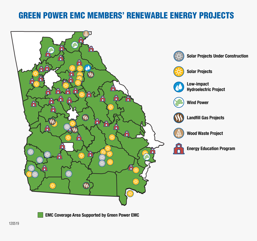 Green Power Emc Members - Georgia Emcs Map, HD Png Download ...